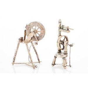 Dutch Silver Spinning Wheel Models, circa 1900, 6.5 cm - Zother - Silver