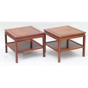 Chinese Square Side Tables with Lower Shelf - Furniture - Oriental