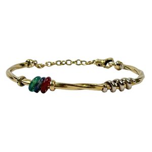 18ct Yellow Gold Chain Bangle with White Gold Accents - Bracelets ...