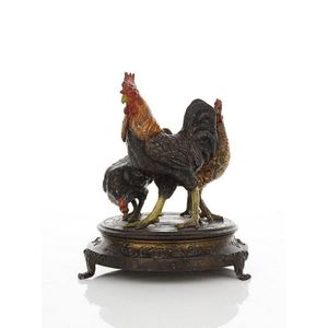 Austrian Bronze Rooster Group from Orlando Brown Collection - Animals ...