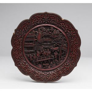 Chinese Cinnabar Lacquer Dish, Qianlong Mark, 20th Century - Zother ...