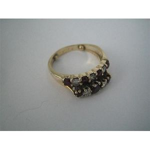 Ruby and Diamond Half-Hoop Ring with Two Rows - Rings - Jewellery