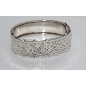 Engraved Hinged Sterling Silver Bangle - Bracelets/Bangles - Jewellery