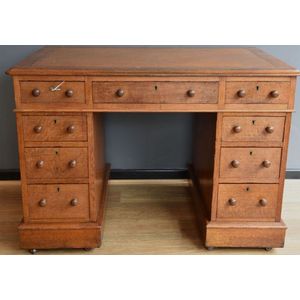 1880 Victorian Pedestal Desk with Working Key and Locks - Desks ...