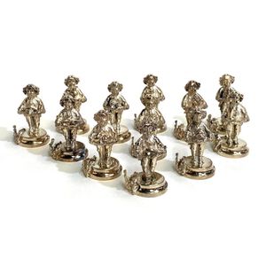 Set of 12 Sterling Silver Butler Place Card Holders - Zother - Silver