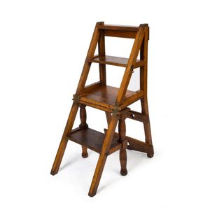 Antique wooden library steps and ladders (see also metamorphic chairs ...