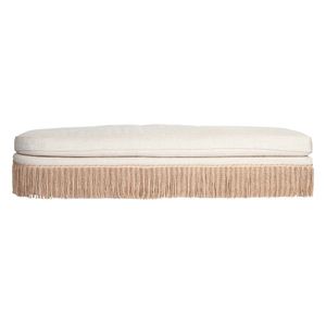 Cream Textured Upholstered Long Benches with Bullion Fringe - Seating ...