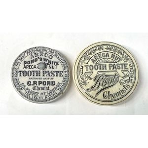 Antique Areca Nut Tooth Paste Pot Lids, 1890 - Pot Lids - Advertising