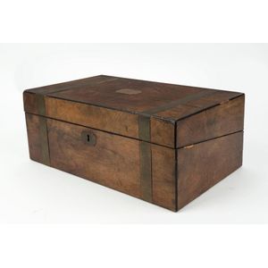 Antique English Walnut Writing Box with Brass Accents - Boxes - Writing ...