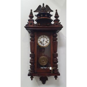 German Regulator Clock with Wooden Case and Eagle Pediment - Clocks ...