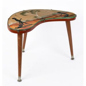 Bill Onus Vintage Boomerang Occasional Table with Aboriginal Scene ...
