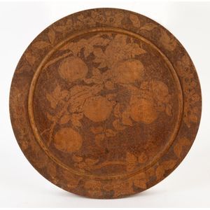 Circa 1910 Folk Art Pokerwork Circular Plaque - 61cm - Pokerwork ...