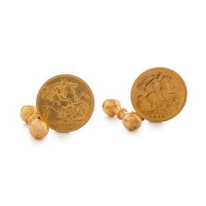 1909 and 1911 Gold Half Sovereign Cufflinks - 11.9g - Cufflinks & Studs ...