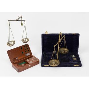 Vintage Brass Miniature Scales in Polished Mahogany Case - Scales ...