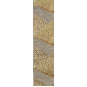 Japanese Forest Brocade Obi: 20th Century Gold and Green - Bronze ...