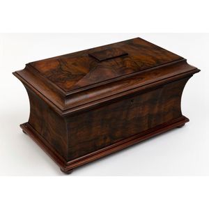 Victorian Walnut Casket Box with Diamond Lid and Bun Feet - Boxes ...