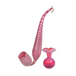 1860 Nailsea Glass Whimsey Pipe and Small Cased Vase - Smoking ...