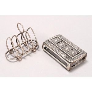 English Sterling Silver Table Match Case and Small Toast Rack - Smoking ...