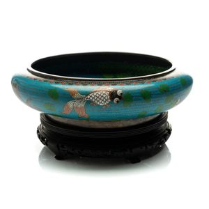 Chinese Cloisonne Fish Bowl on Timber Stand, 29 cm Diameter - Cloisonne ...
