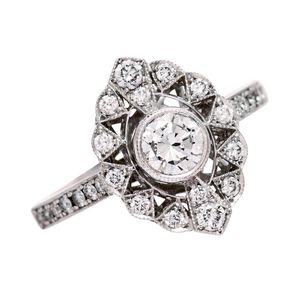 Elliptical Plaque Diamond Ring in 18ct White Gold - Rings - Jewellery
