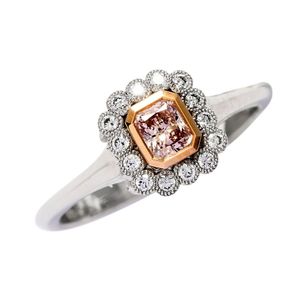 Pink Diamond Cluster Ring in 18ct Bicolour Gold - Rings - Jewellery
