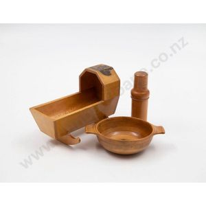 Victorian Mauchline Ware: Miniature Cradle, Quaich, and Treen Needle ...