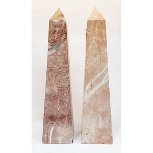 Pink Marble Obelisks: Elegant Pair for Home Decor - Obelisks - Sundries