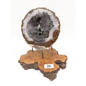 Thunderstone Amethyst Castle Sculpture on Wooden Base, 16cm Height ...