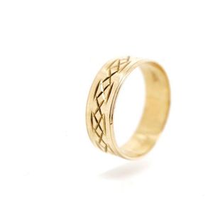 Vintage 9ct Yellow Gold Bright Cut Ring - Size O-P - Rings - Jewellery