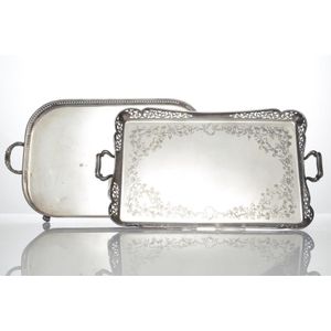Silverplate Rectangular Trays with Pierced Borders and Ornate Designs ...