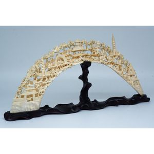 Carved Chinese ivory tusks and ivory tusk bridges - price guide and values