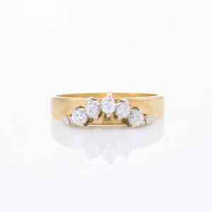 18ct Yellow Gold Five Stone CZ Ring, Size M - Rings - Jewellery