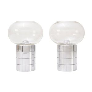 Chrome candle holders with spring loaded design and detachable glass ...