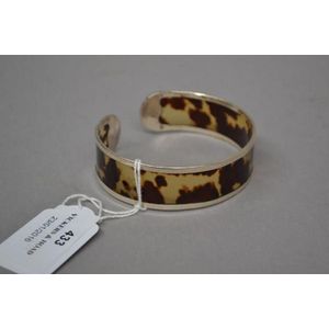Silver Cuff with Real Tortoise Shell Inlay - Bracelets/Bangles - Jewellery