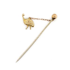Australian 9ct Gold Emu Stick Pin with Base Metal Pin - Stick, Hat ...