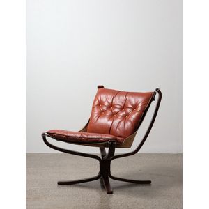 Sigurd Resell Falcon Chair: Deep Brown Leather Upholstery ...