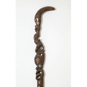 Vintage carved wooden Maori tokotoko (walking sticks) - price guide and ...