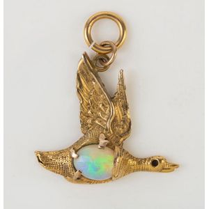9ct Gold Flying Duck Pendant with Opal Cabochon - Pendants/Lockets ...