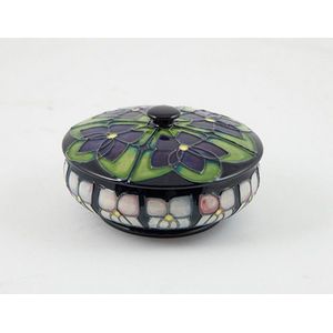 Moorcroft Violets Trinket Box, 13cm Diameter - Moorcroft - Ceramics