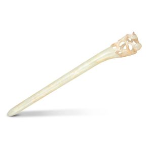 Ming Dynasty White Jade Hair Pin with Bird and Flower - Jade - Oriental