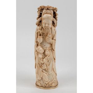 Chinese Carved Ivory Statue: Man and Boy, 19th/20th Century - Ivory ...