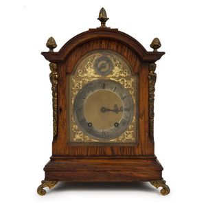 Antique German Oak Table Clock - 19th Century, Chiming Movement ...