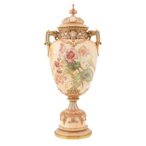 Large Royal Worcester Vase with Edward Raby Decoration - Royal ...