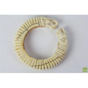 Antique Ivory Elephant Head Bangle with Segmented Body - Bracelets ...
