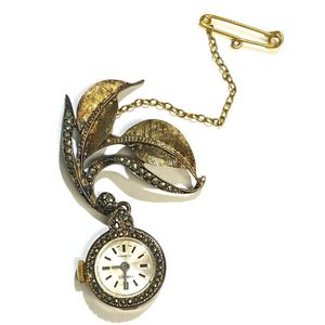 Cyprus Sterling Silver Marcasite Brooch Watch with White Dial - Watches ...