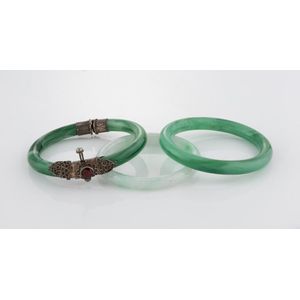 Jadeite Bangles: Solid Polished and Hinged Designs with Garnet - Bracelets/Bangles - Jewellery