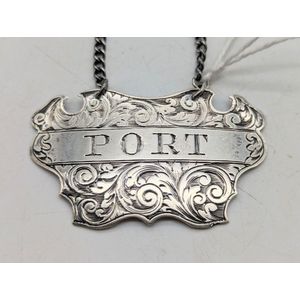 Victorian Sterling Silver Port Decanter Label, Birmingham 1846 Hallmark ...