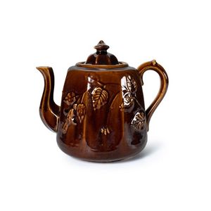 Lithgow Stoneware Teapot, c1890, 'Fuchsia' Pattern, Rockingham Glaze ...