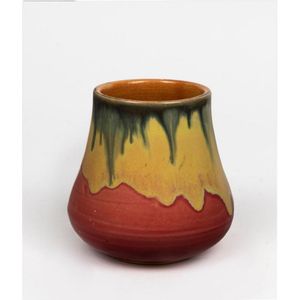 P.P.P. Pink and Yellow Glazed Vase with Black Highlights - Preston ...