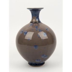 Edward (Ted) Secombe crystalline pottery vase in gray and blue ...